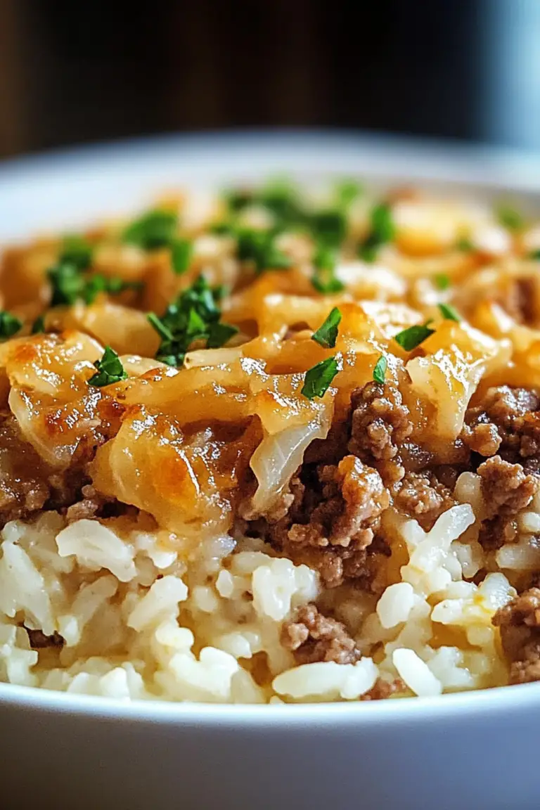 Delicious French Onion Ground Beef and Rice Casserole Recipe