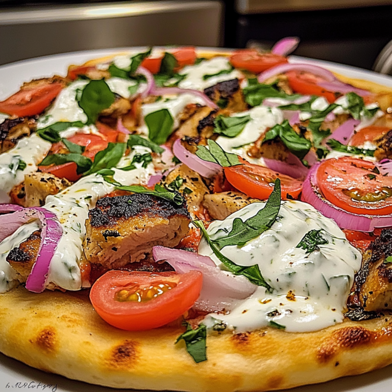 Gyro Pizza with a Tzatziki Drizzle - Hibord