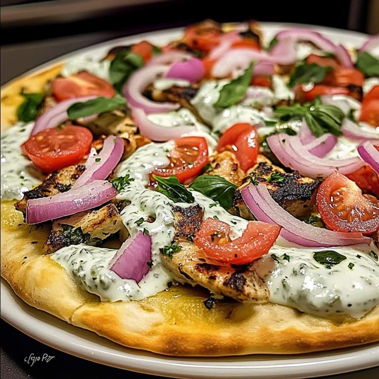 Gyro Pizza with a Tzatziki Drizzle - Hibord