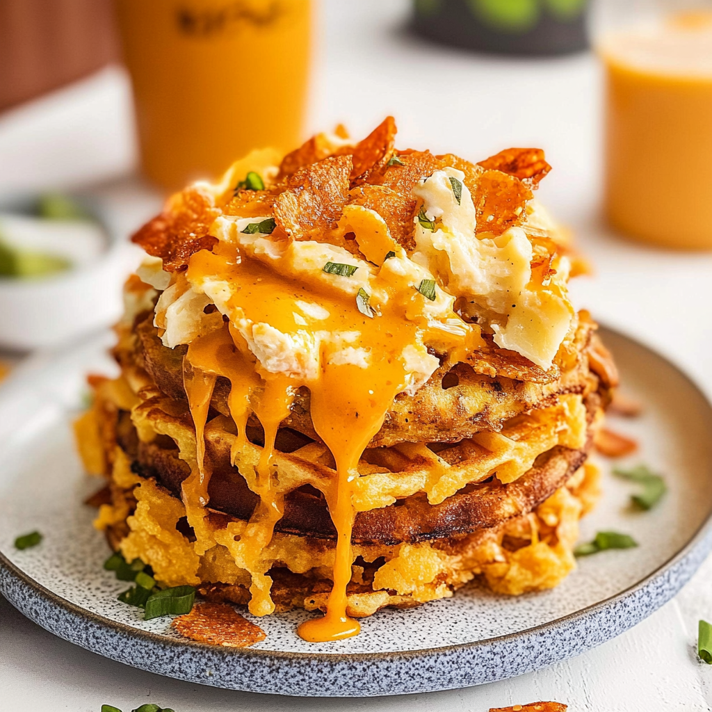 Loaded Cheesy Potato Waffles: Amazing Crispy Delights