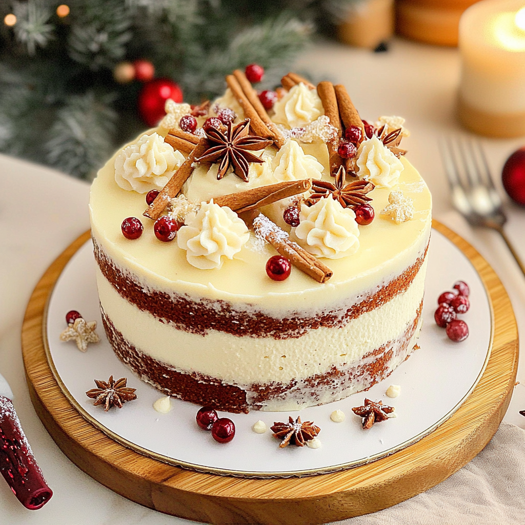 Amazing Christmas Spice Cake with Eggnog Buttercream Delight